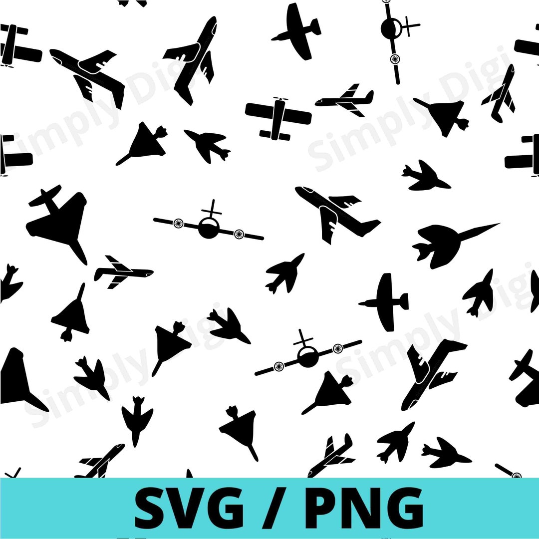 Planes Airplane Jet Airoplane Shape Print Pattern SVG PNG Instant ...
