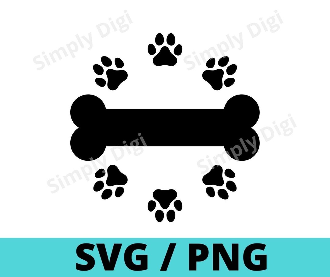 Paw Bone SVG PNG Circle Paws Clipart Clip Art Print Vector Pattern Pet ...