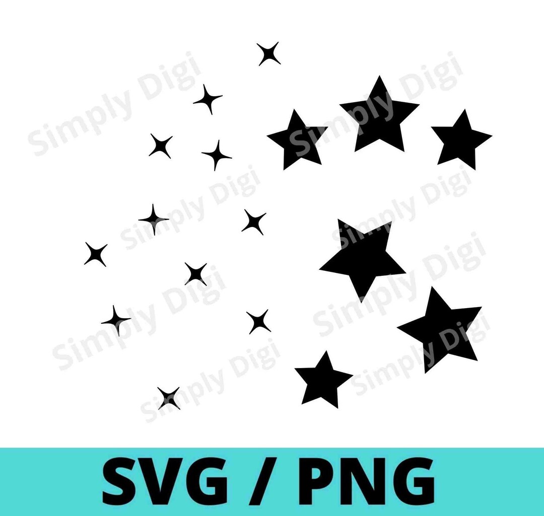 Large Stars Starry Sky Stars Pattern SVG PNG Instant Digital Background ...