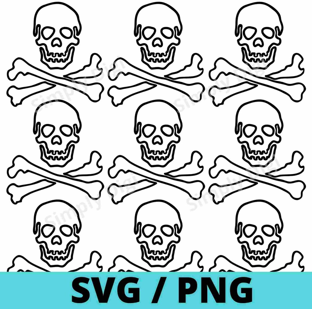 Skulls Head Bone Skulls PATTERN SVG PNG Instant Digital Background File ...