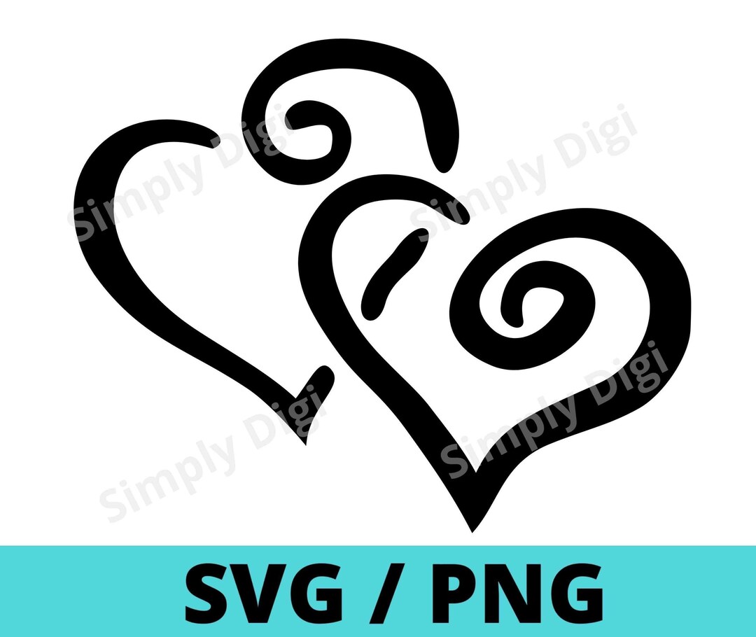 Double Love Heart Swirl Pattern SVG PNG Instant Digital DIY Background ...
