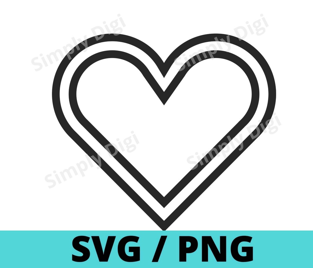 Love Heart Double Lined Lines Pattern SVG PNG Instant Digital DIY ...