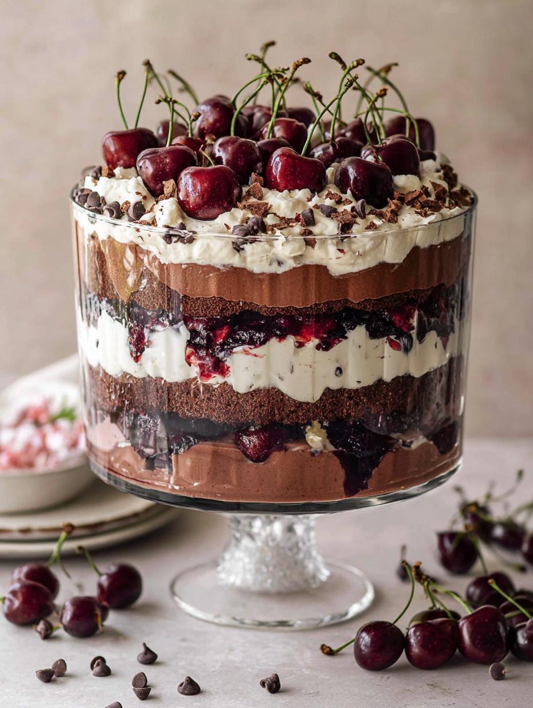 Vegan Black Forest Trifle Recipe PDF | Cherry Chocolate Layered Dessert | Christmas Trifle ...