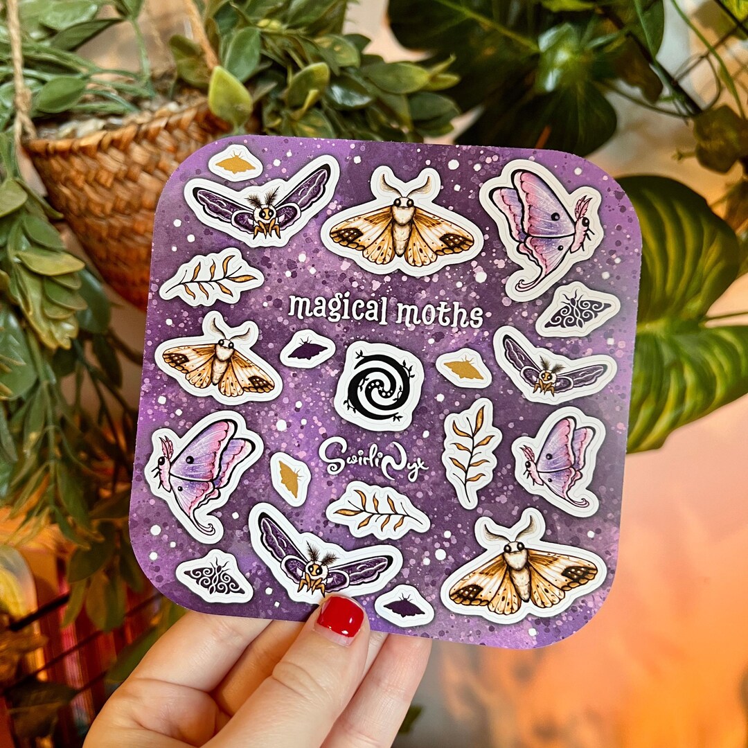 Magical Moths Purple Sticker Sheet - Etsy