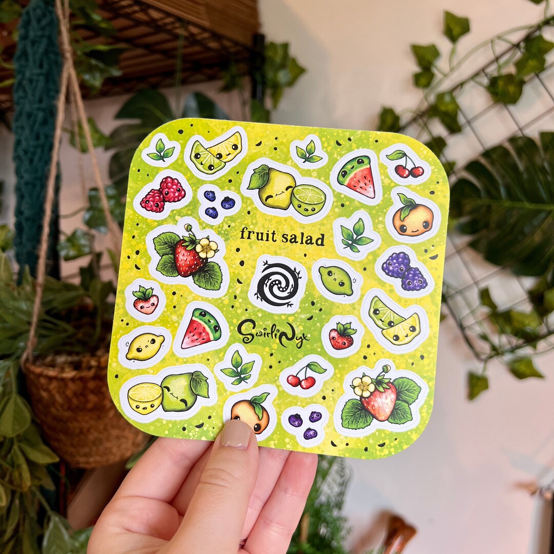 Bright Fruit Salad Sticker Sheet | Summer Fruit Stickers | Lemon Lime ...