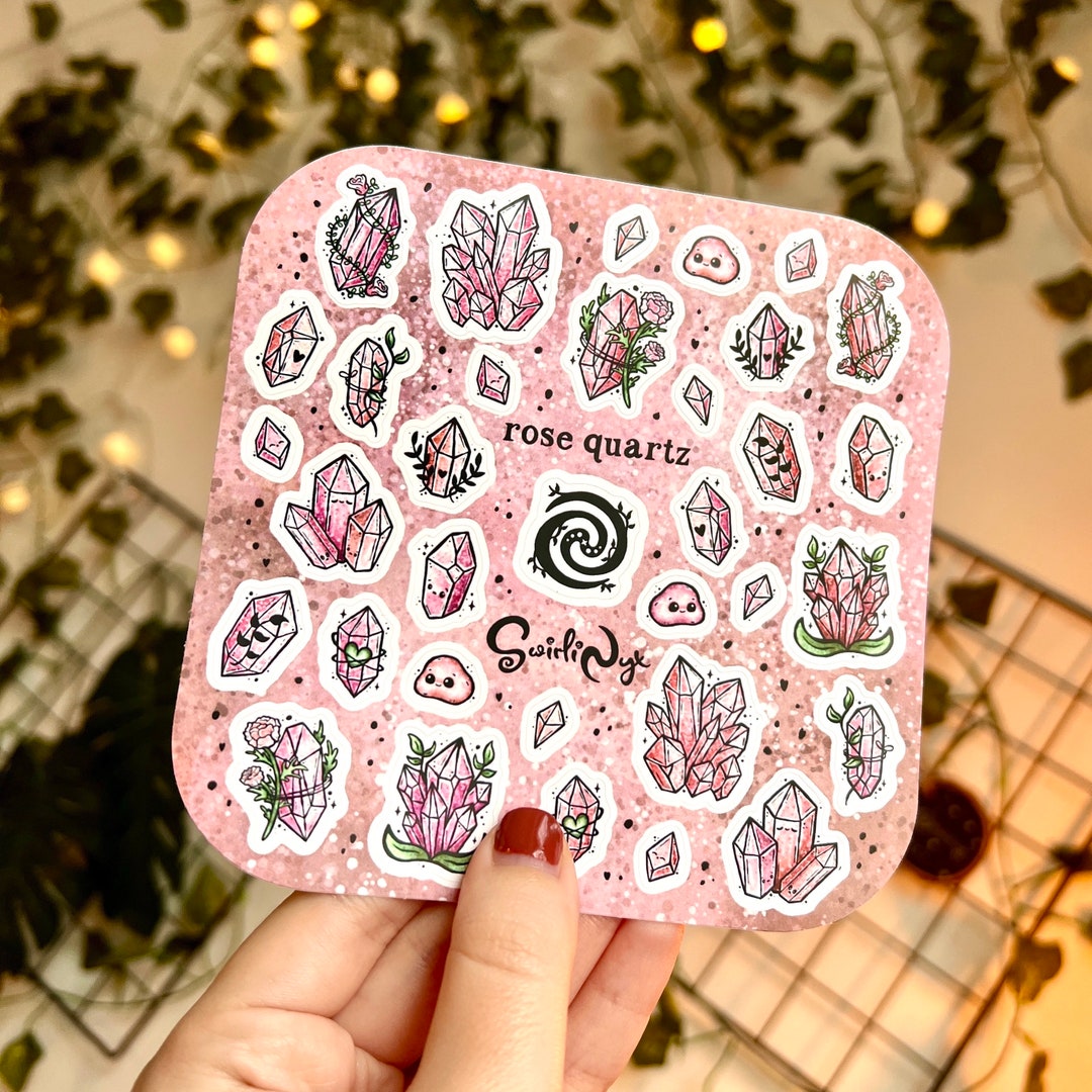 Pink Crystal Sticker Sheet | Rose Quartz | Witchy Stationery | Love ...