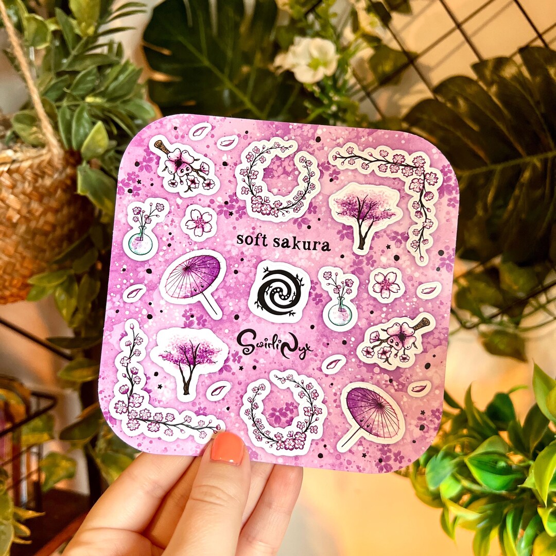 Lilac Soft Sakura Sticker Sheet | Cherry Blossom Stickers | Garden ...