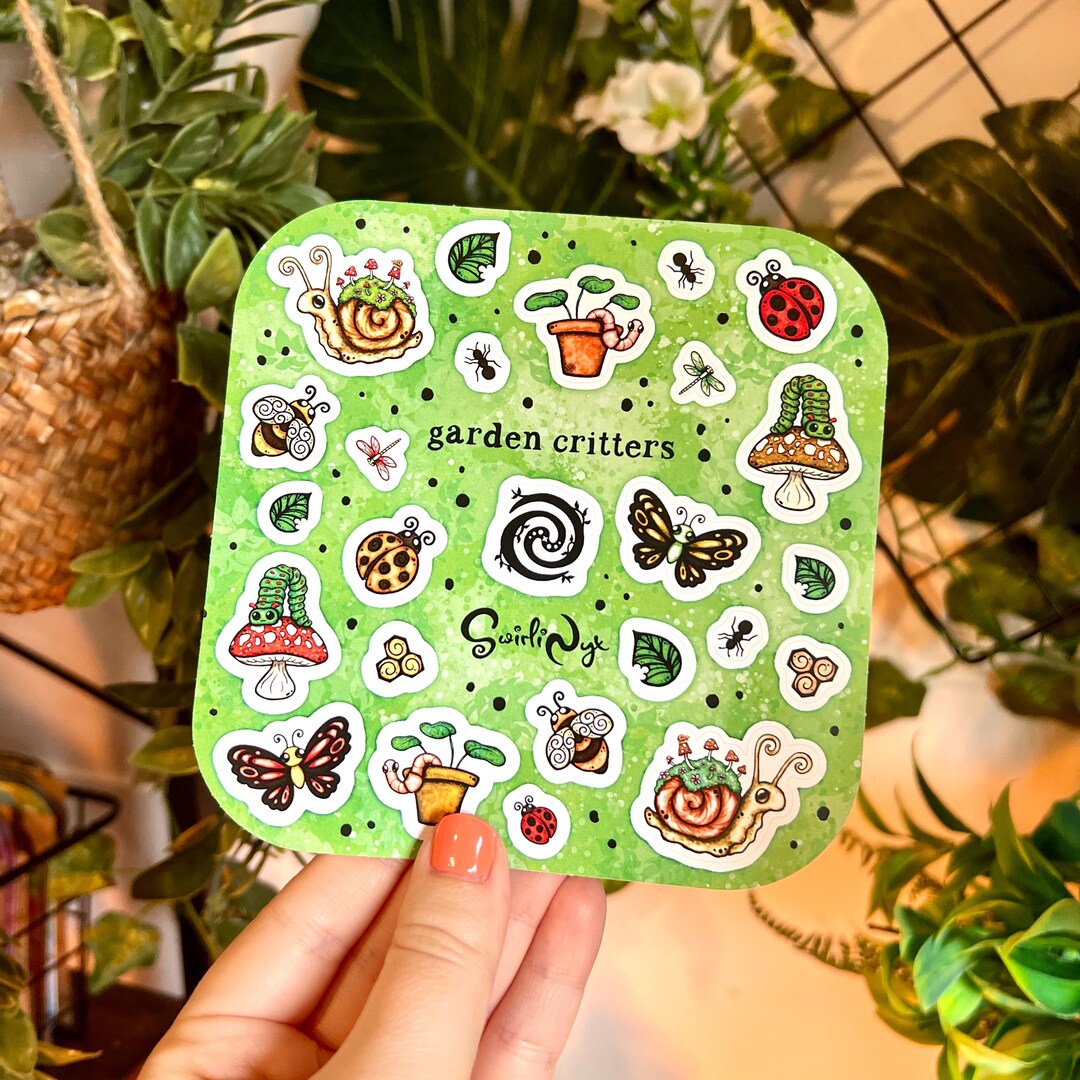 Green Garden Critters Sticker Sheet | Bug Stickers | Gardening Planner ...