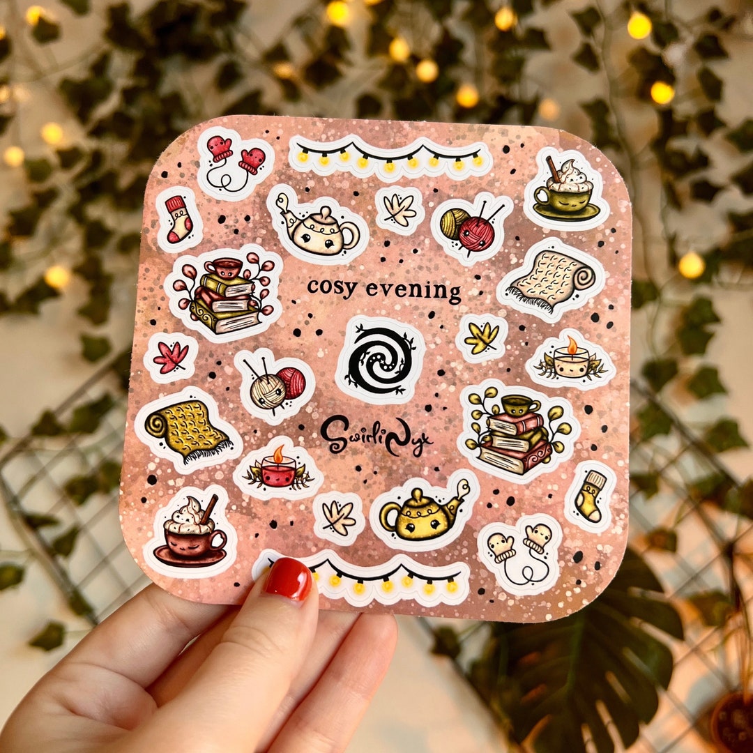 Cosy Evening Sticker Sheet: Waterproof Planner Stickers, Neutral Theme ...