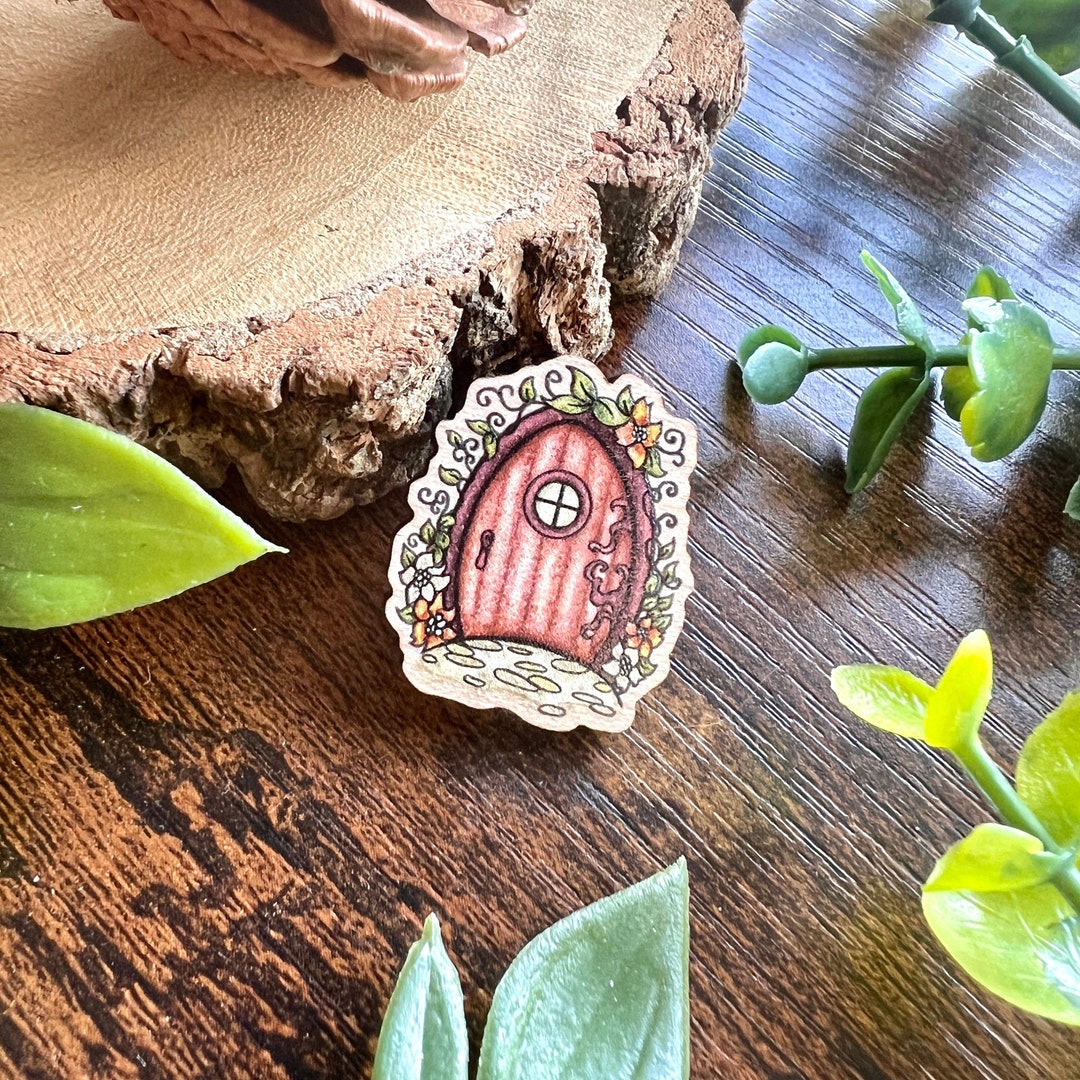 Fairy Door Wooden Pin Fairy Garden Gift Cute Fungi Pin Badge Rustic Pin ...