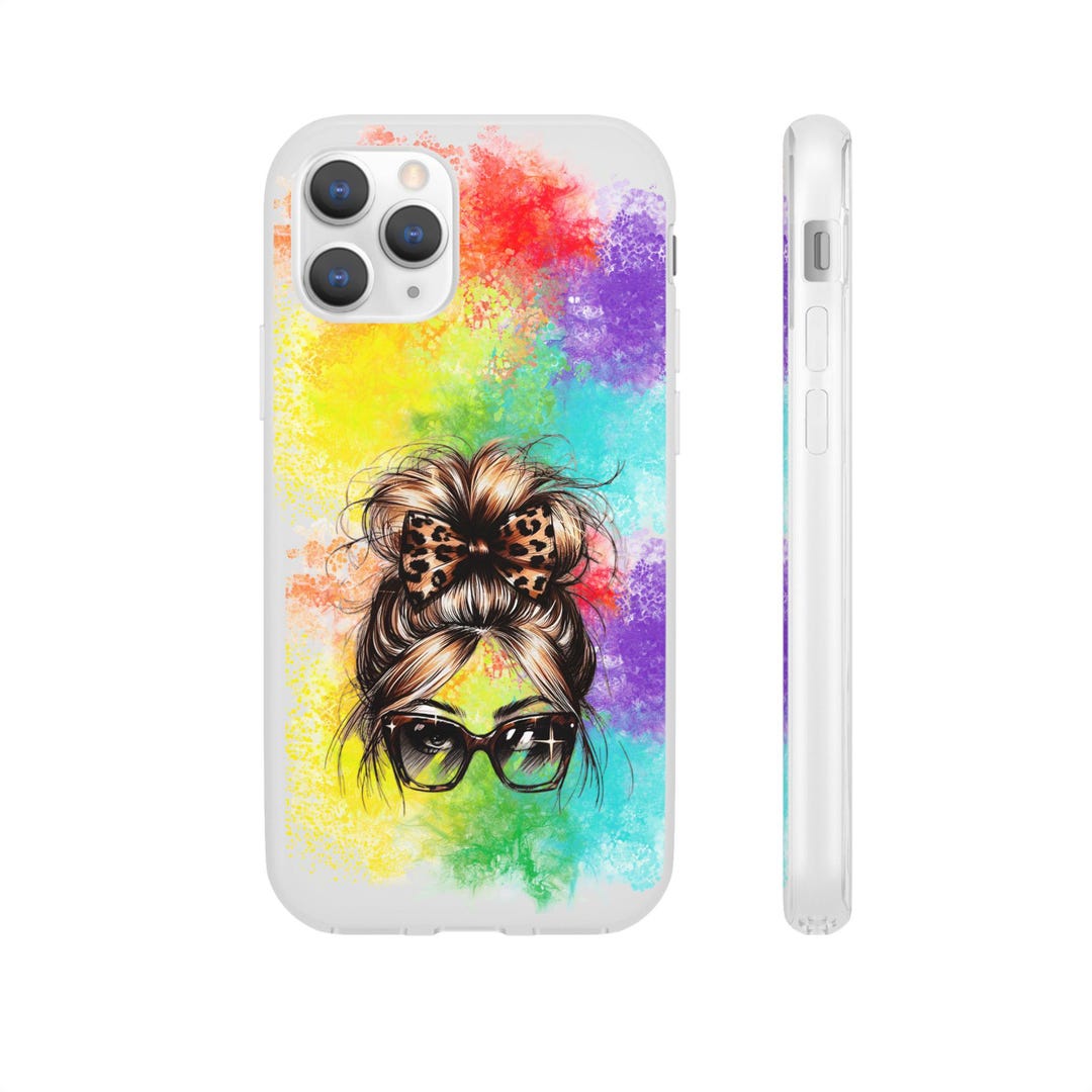 Rainbow Spray LGBT Flexi Cases, Messy Bun Brunette Phone Case Cover ...