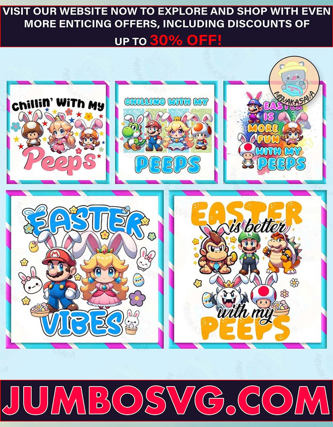10 Easter Chibi Cartoon PNG Bundle, Super Chibi Character Bunny PNG ...