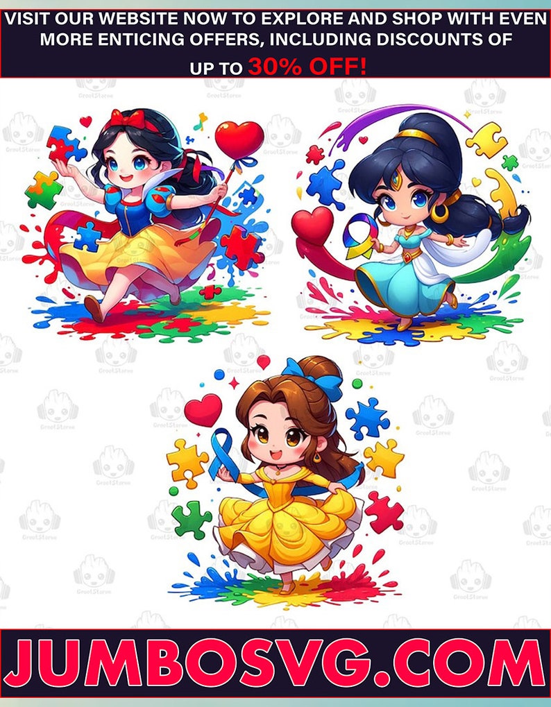 Princess Chibi Autism PNG, Princess Dis Ney Autism Png, Chibi Cartoon ...