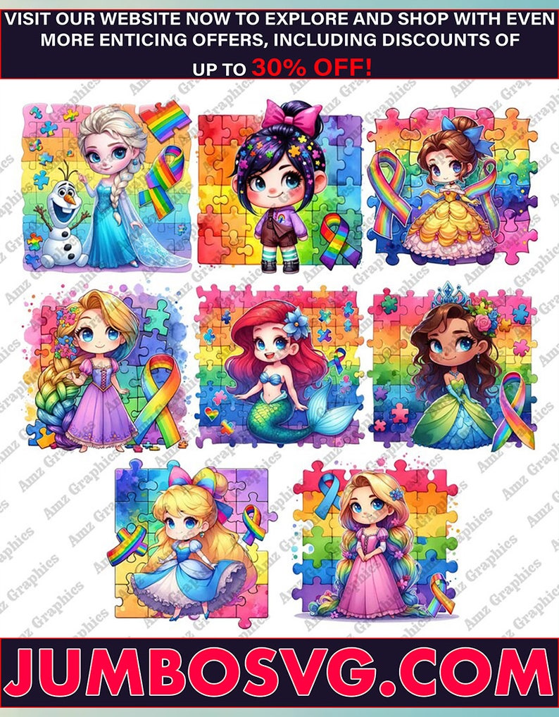 15 Autism Princess Png Bundle, Autism Awareness Png, Awareness Png, Be ...