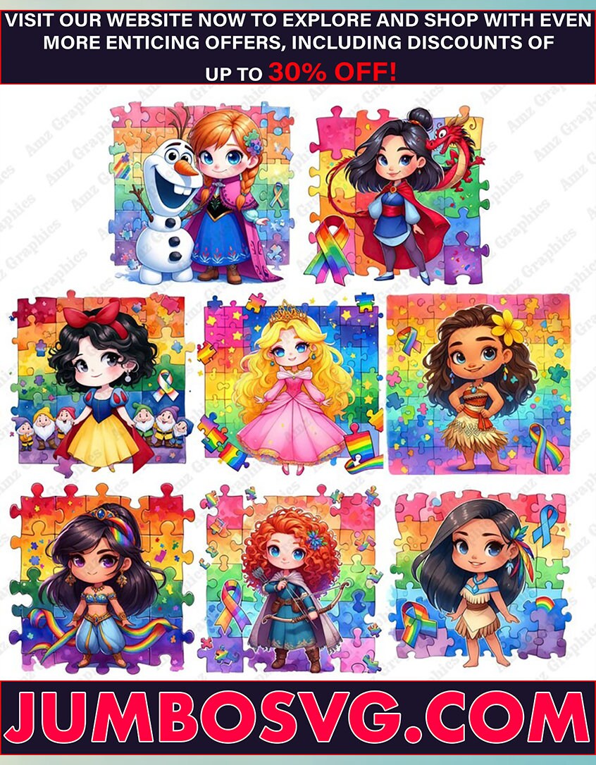 15 Autism Princess Png Bundle, Autism Awareness Png, Awareness Png, Be ...