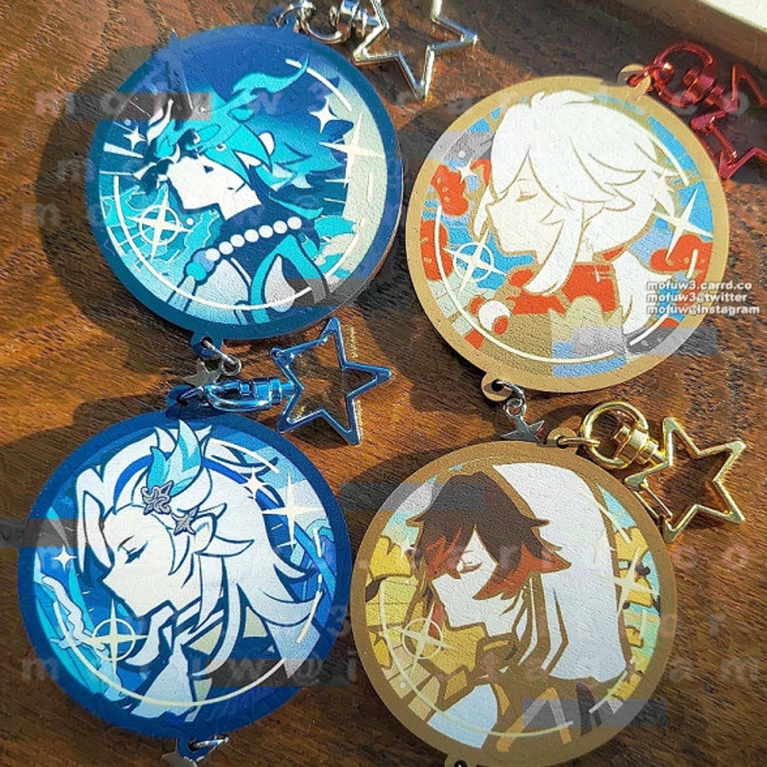 Genshin Impact Wooden Charms+sticker - Etsy