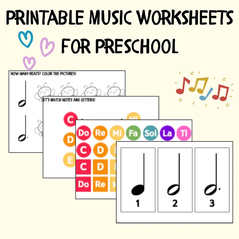 Preschool Music Worksheets | Piano, Rhythm & Note Reading (22 Printable ...