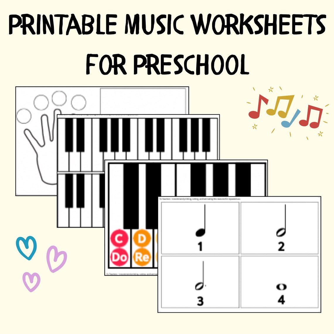 Preschool Music Worksheets | Piano, Rhythm & Note Reading (22 Printable ...
