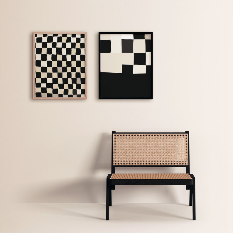 Neutral Checkerboard Print, Beige Check Art Print, Downloadable Print ...