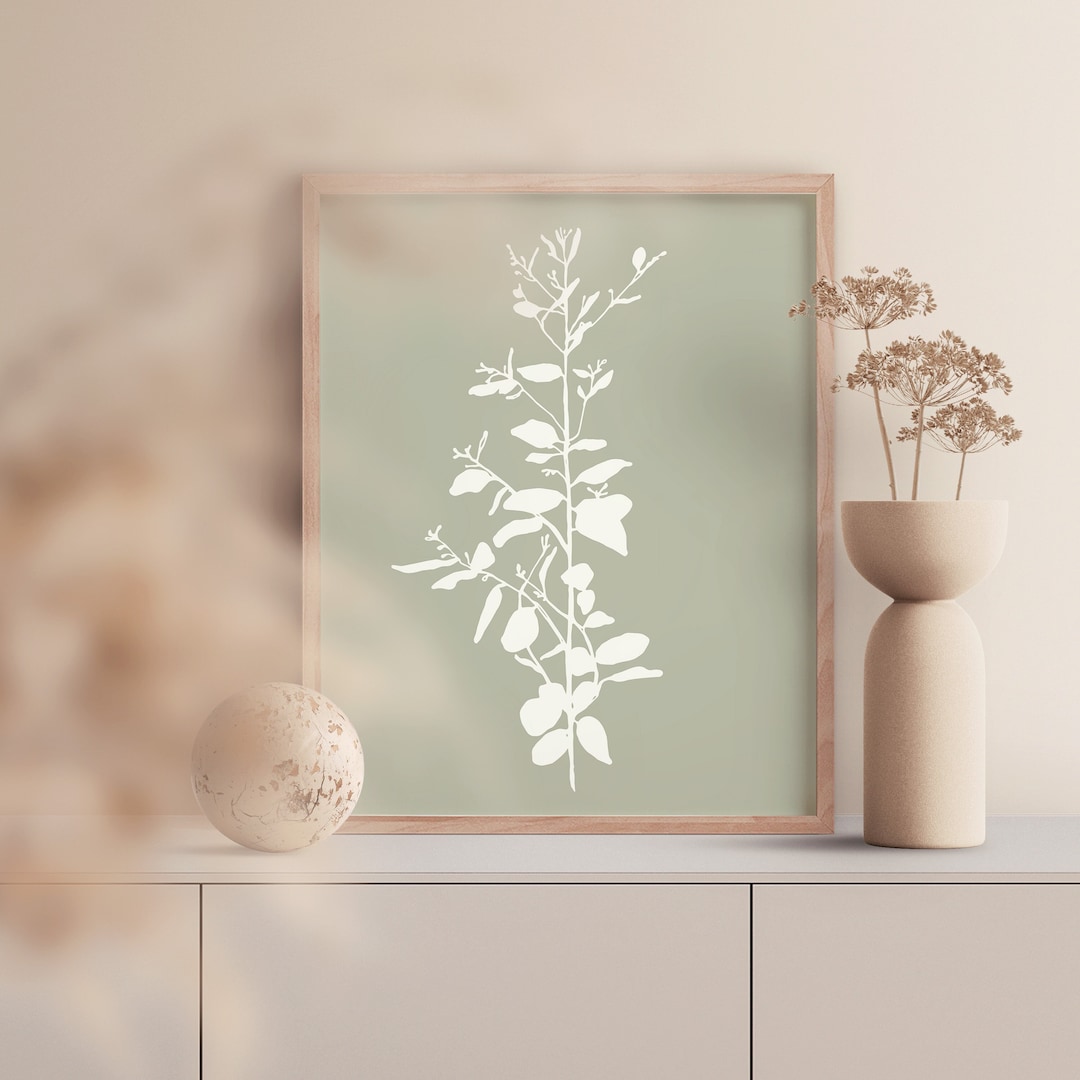 Sage Green Eucalyptus Art Print, Downloadable Art Print, Botanical Wall ...