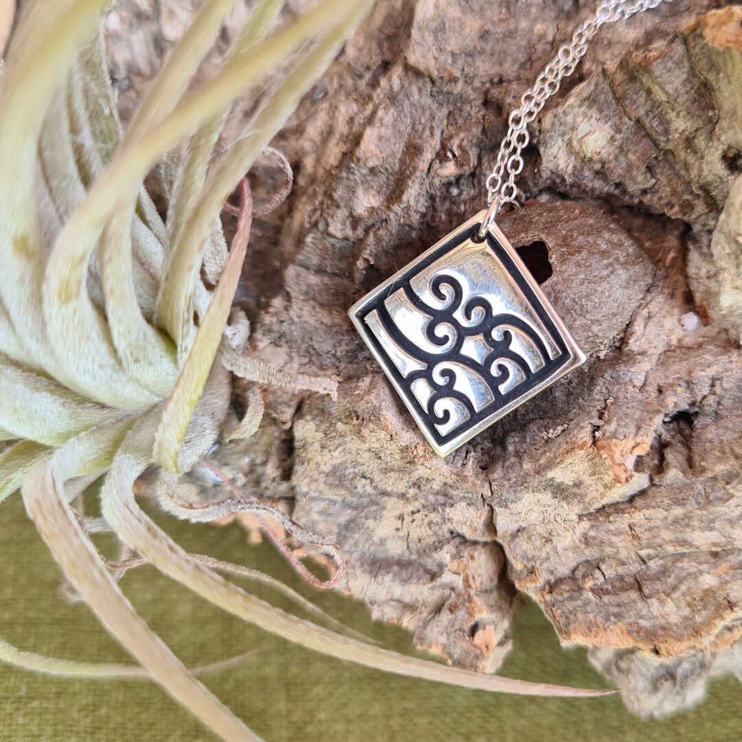 Square Element Pendant (air). Handmade From Recycled Fine Silver. - Etsy
