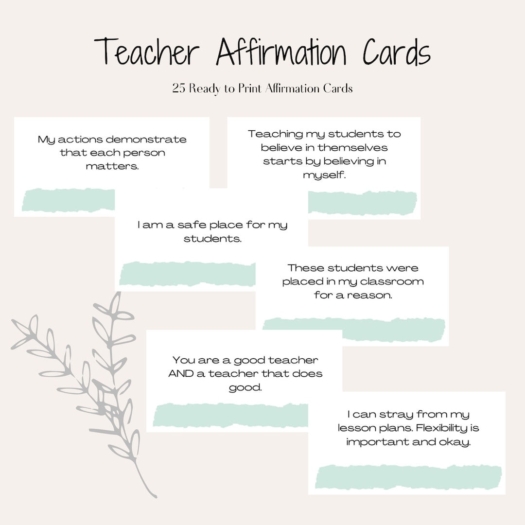 Teacher Affirmation Cards*printable* - Etsy
