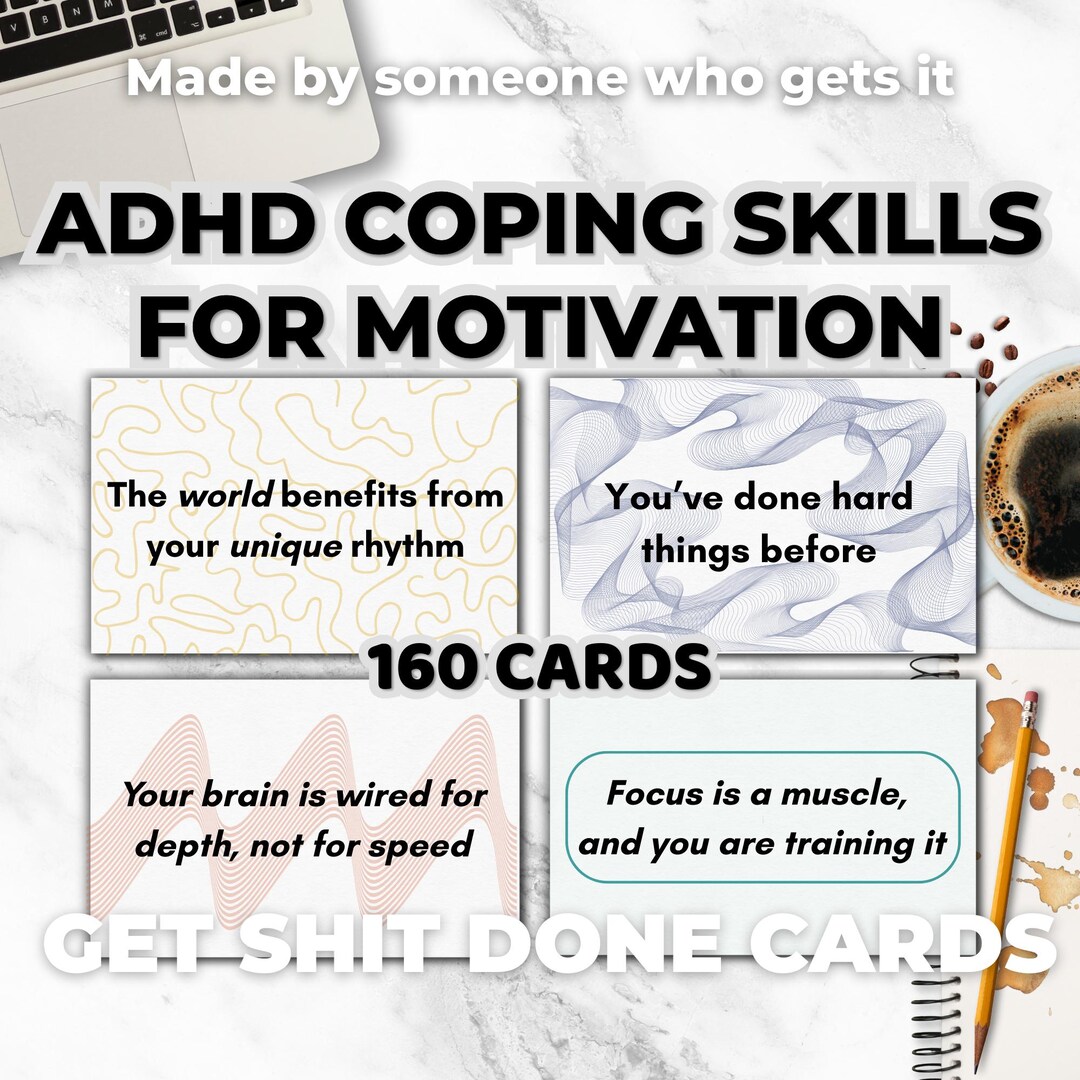 ADHD Coping Skill Cards for Adults Printable Affirmations, Motivation ...