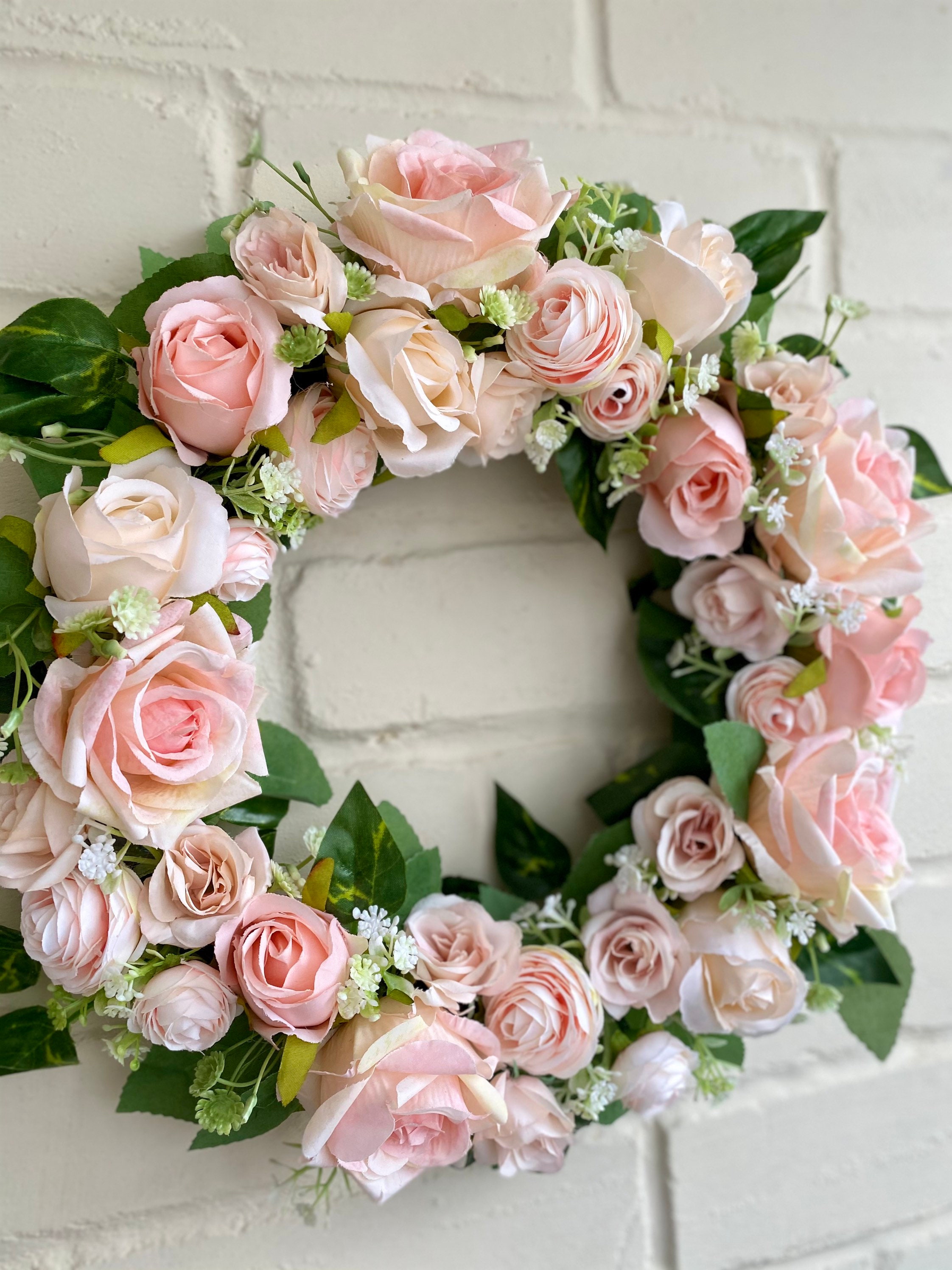 Pale Pink Summer Wreath. A sweet front door wreath that will | Etsy