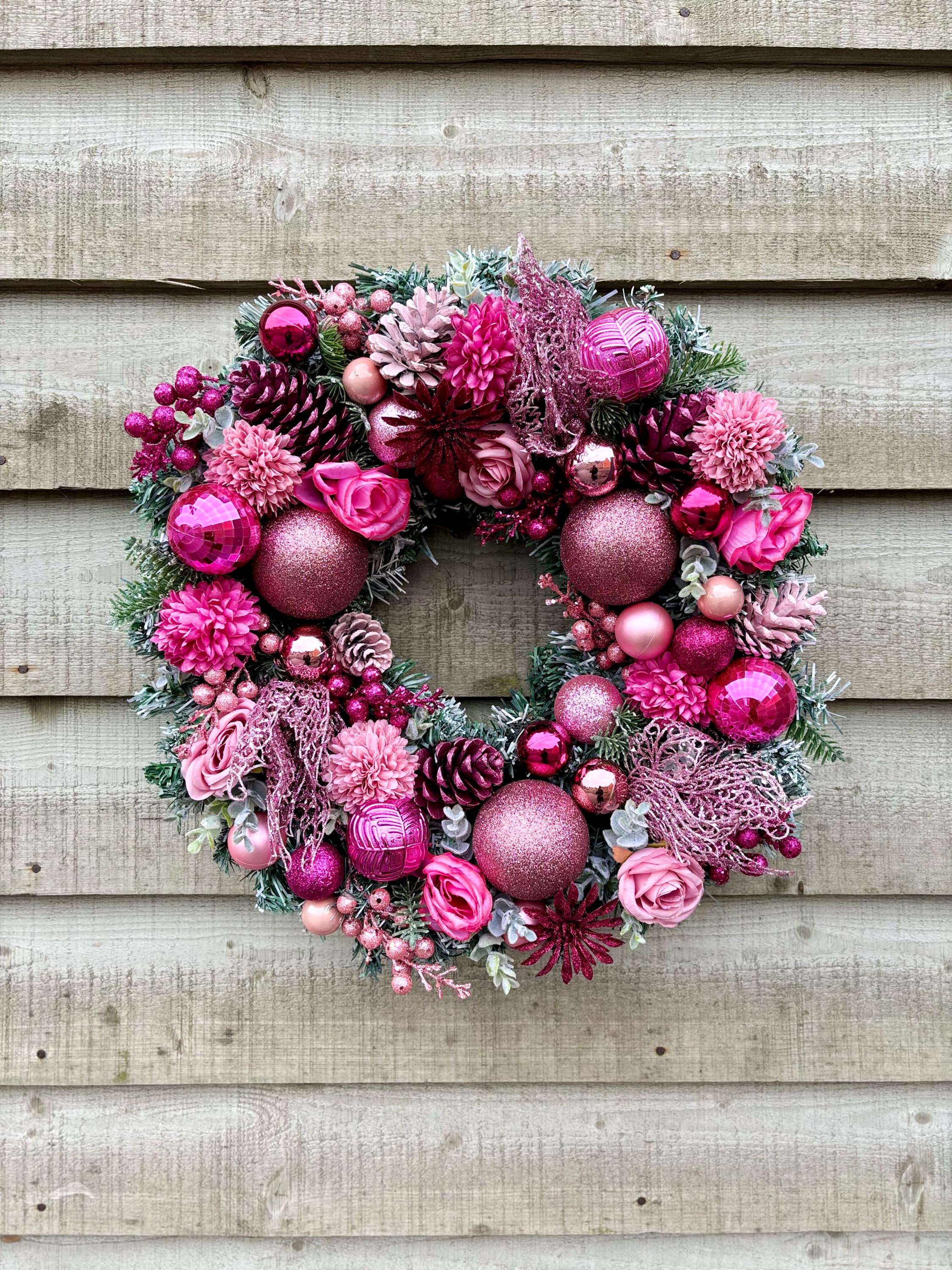 Pink christmas wreath store