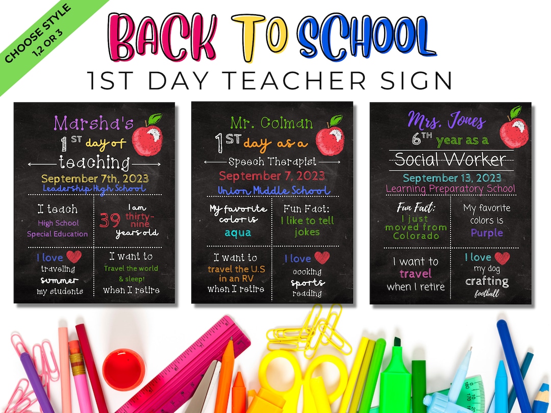 First Day Teacher Sign | Teacher First Day of School Sign | Back to ...
