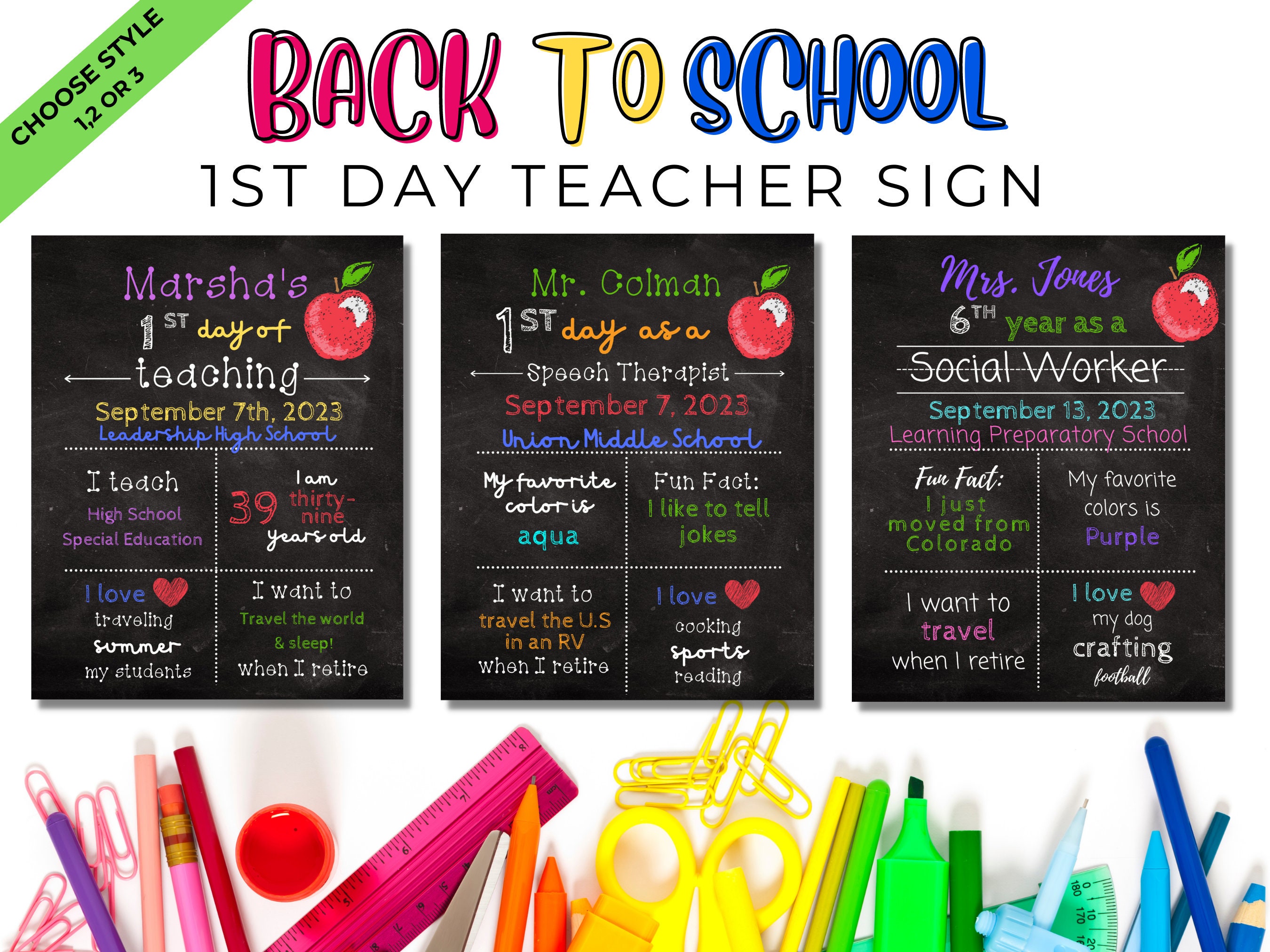 First Day Teacher Sign | Teacher First Day of School Sign | Back to ...