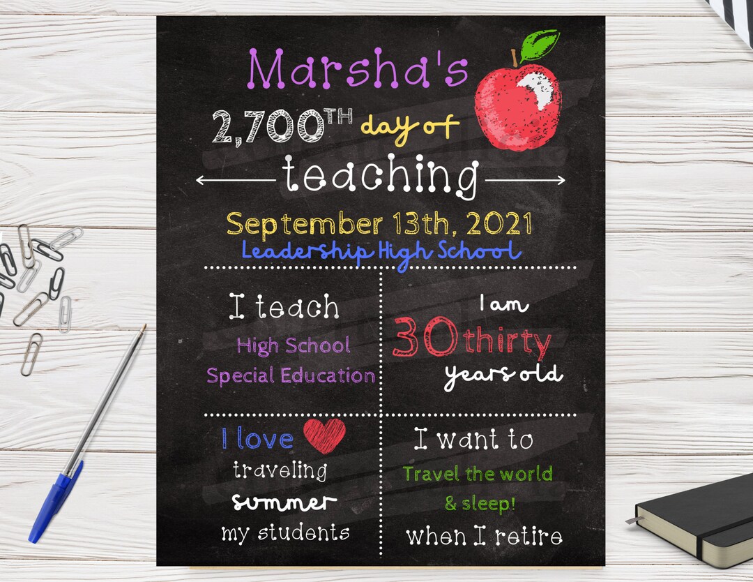 First Day Teacher Sign Teacher First Day of School Sign - Etsy