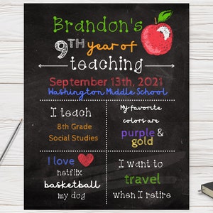 First Day Teacher Sign | Teacher First Day of School Sign | Back to ...