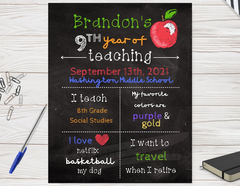 First Day Teacher Sign | Teacher First Day of School Sign | Back to ...