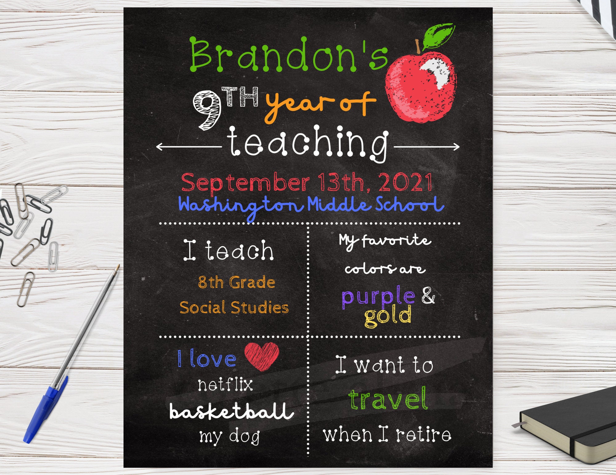 First Day Teacher Sign | Teacher First Day of School Sign | Back to ...