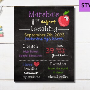 First Day Teacher Sign | Teacher First Day of School Sign | Back to ...
