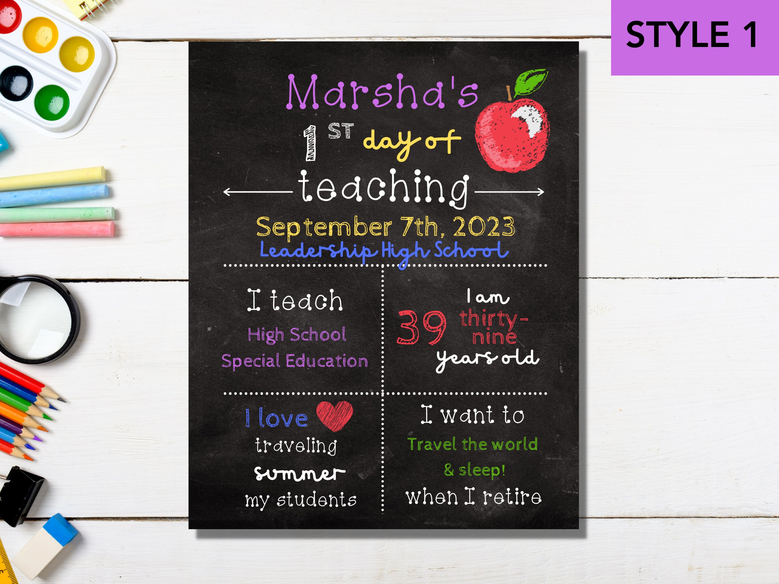 First Day Teacher Sign | Teacher First Day of School Sign | Back to ...