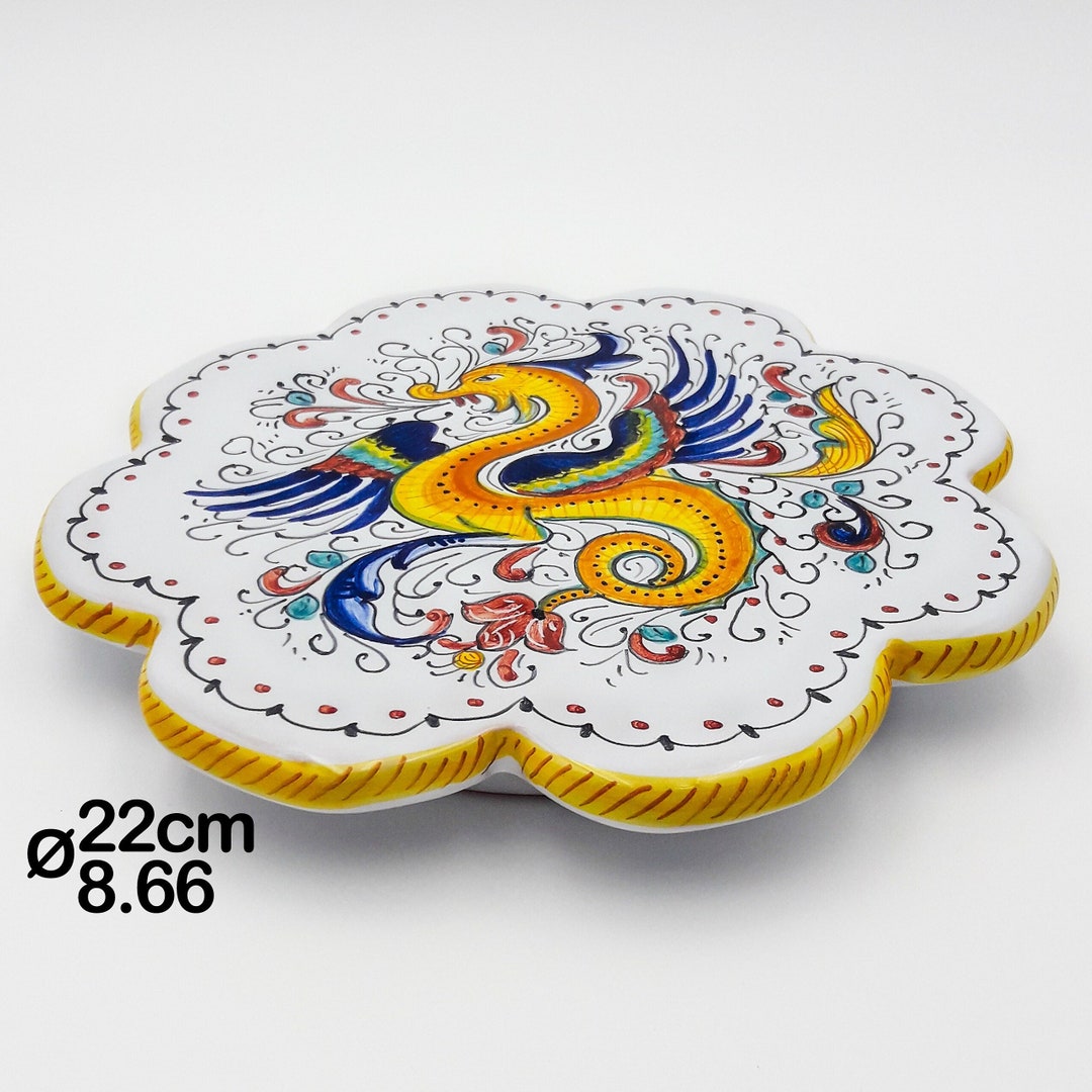 Pot Rest / Trivet in Daisy Shape Decorated in Raffaellesco Ø 22 Cm / 9 ...