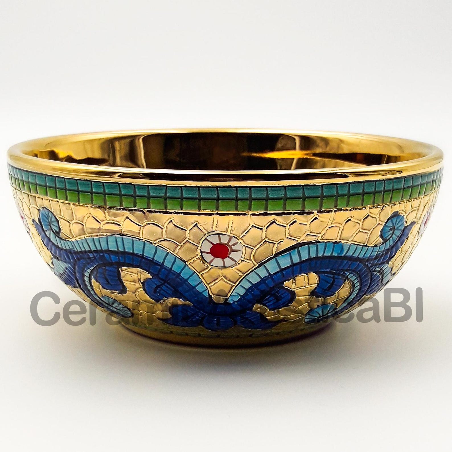 Mass Bolus - Altar Bowl 14cm / 6" With Tau in Byzantine Classic Deruta ...