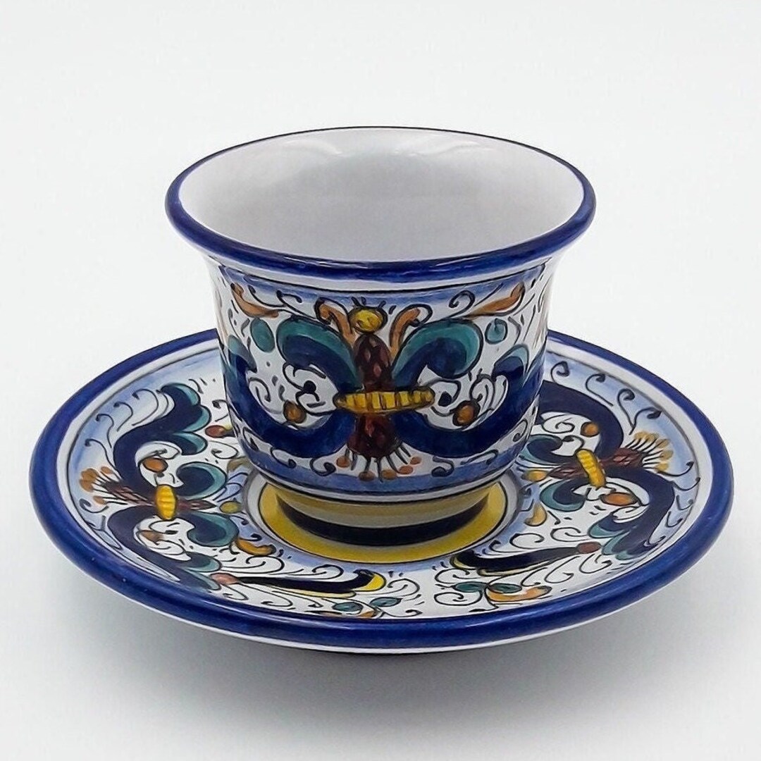 Bell-shaped Espresso Coffee Cup With Matching Saucer Decorated - Etsy