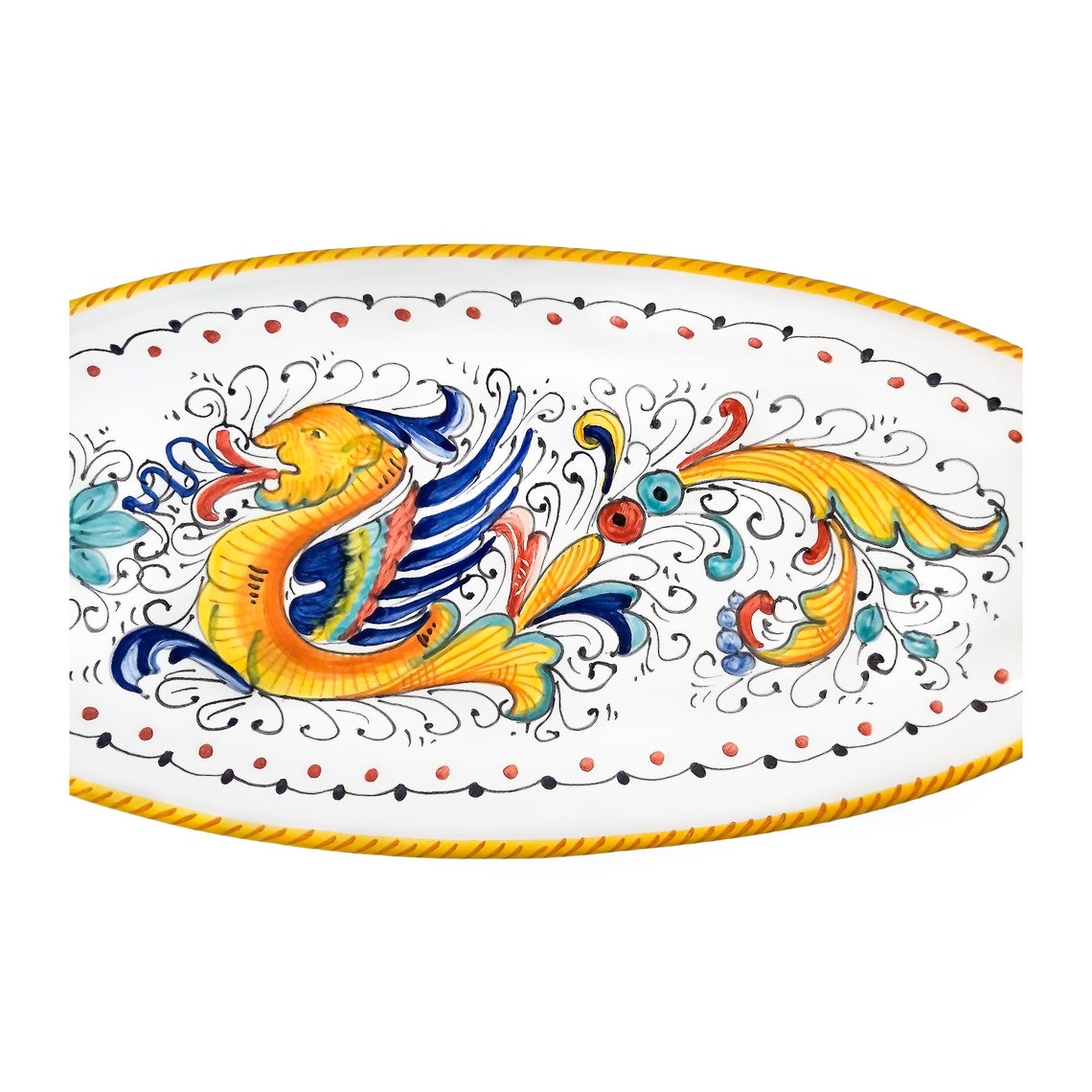 Long Oval Fish Plate decorated in Raffaellesco 33cm / | Etsy