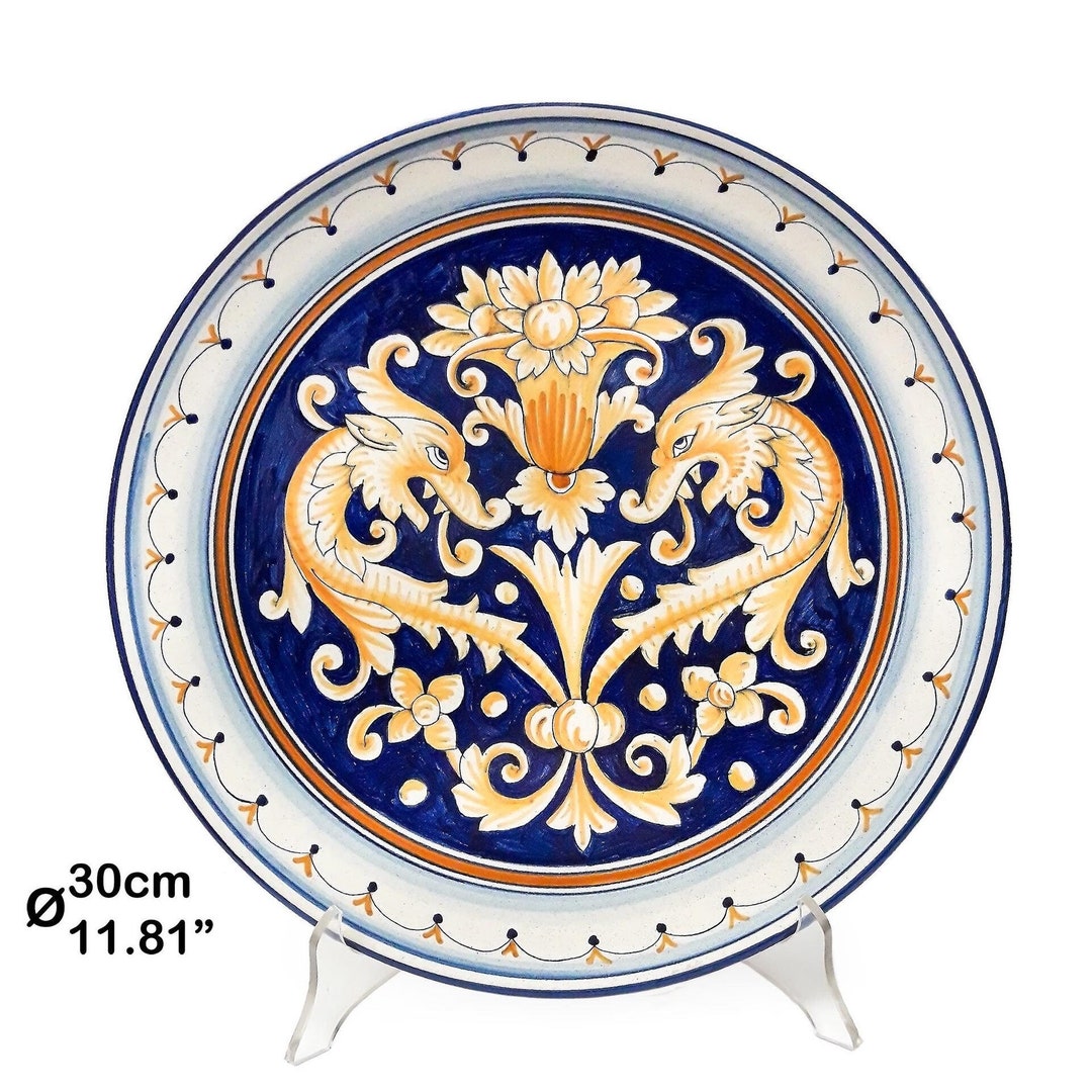 Wall Plate Ancient Raffaellesco Style With Abundance Festoon Blue ...