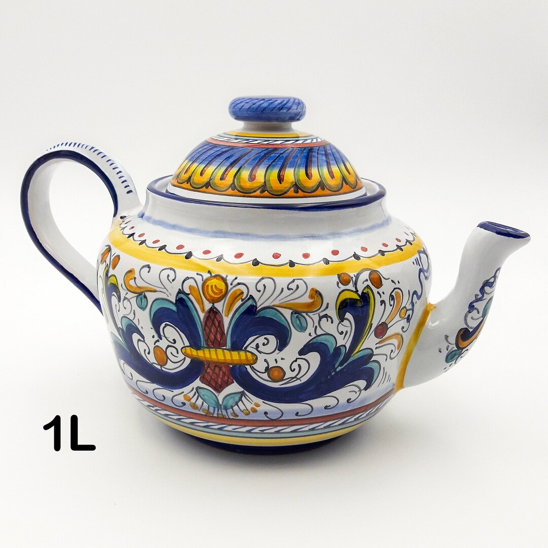 Teapot With Lid 1L - 0.5L & 0.25L Decorated in Ricco Classic Deruta ...