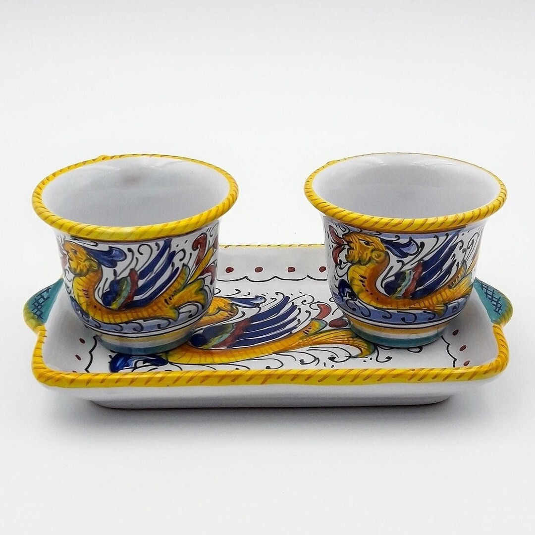 Espresso Coffee Set for 2 People With Tray Decorated in Raffaellesco ...