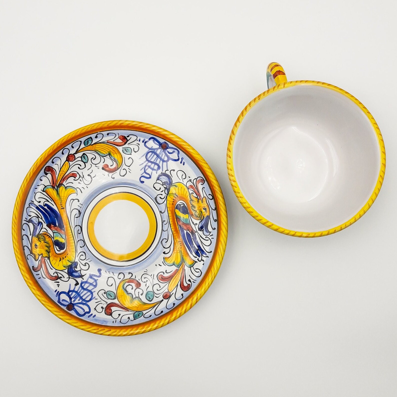 Flared Bell-shaped Tea Cup With Matching Saucer Plate Painted in ...