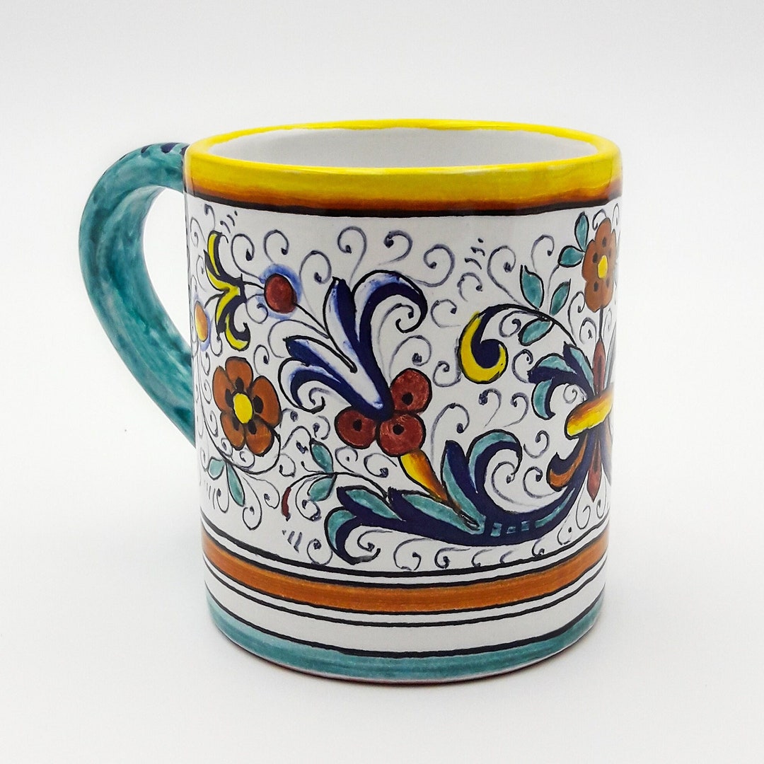 Mug - Bicchiere con manico decorato in Ricco Deruta Bellissimo ...