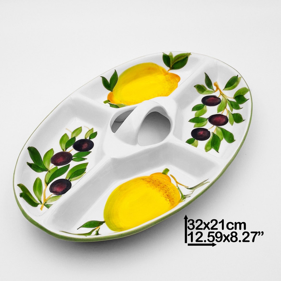 Oval Appetizer Plate / Tray Starter 4-seater With Handle in Lemons ...