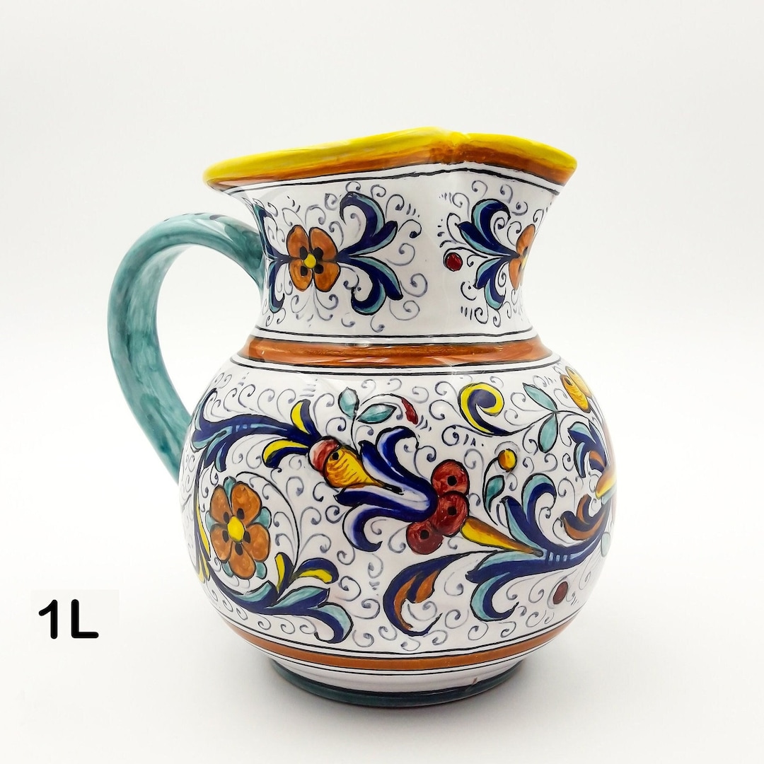 Jug - Pitcher Decorated in Beautiful Ricco Classic Deruta 1L. Deruta ...