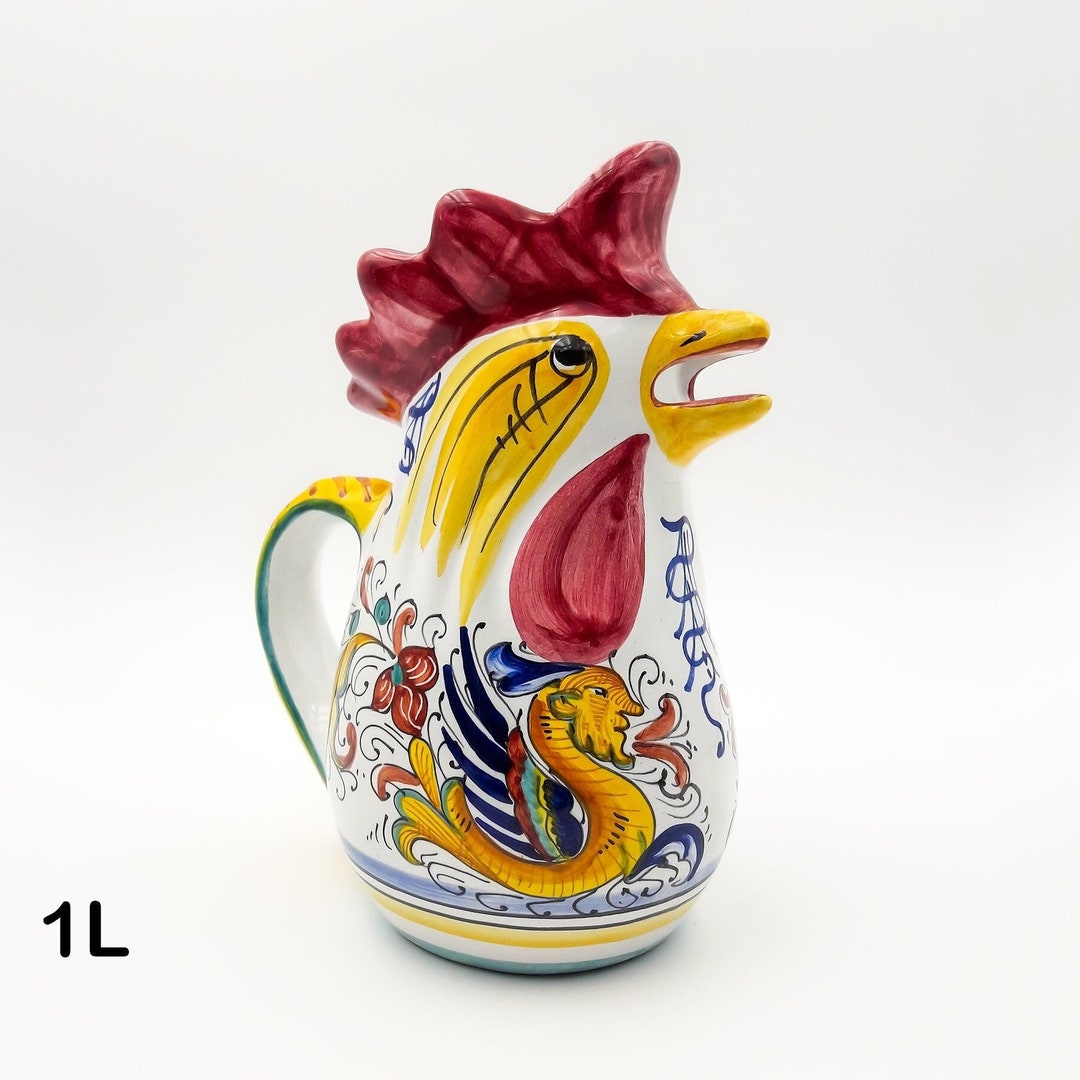 Rooster Shaped Pitcher Carafe Jug Decorated in - Etsy