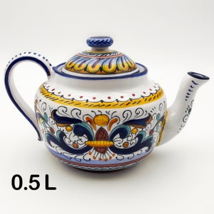 Teapot With Lid 1L - 0.5L & 0.25L Decorated in Ricco Classic Deruta ...